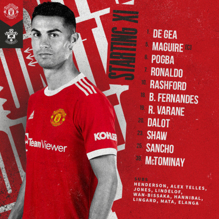 CONFIRMED: Manchester United Starting XI vs Southampton - Stretty Rant